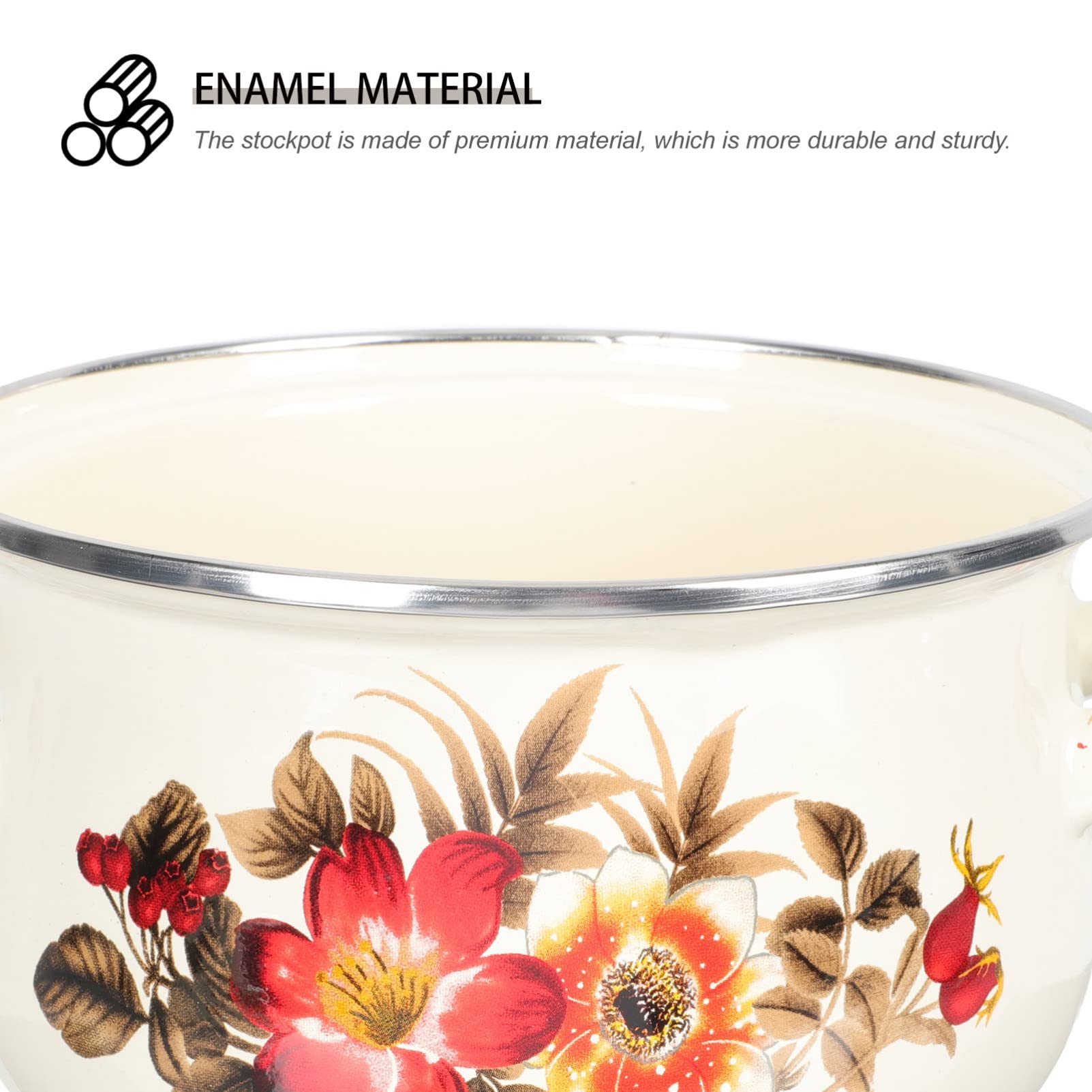 YARNOW Retro Flower Enamel Stew Stockpot-Random Pattern- Non- Stick Ceramic Coated Low Stockpot Stew Pot with Lid 16cm Quart Stockpots Soup Casserole Pasta Milk Sauce Pot for Home Kitchen Cooking