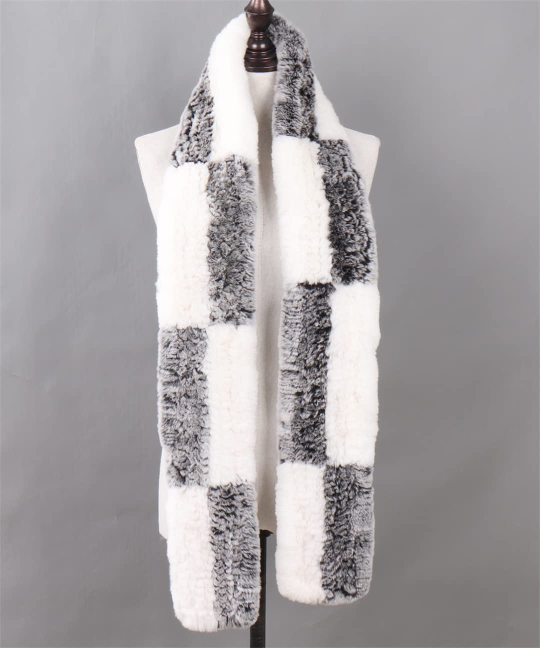 Women Winter Long Fur Scarves Thick Warm Soft Mufflers Ladies Patchwork Lightweight Outdoor Fur Scarf