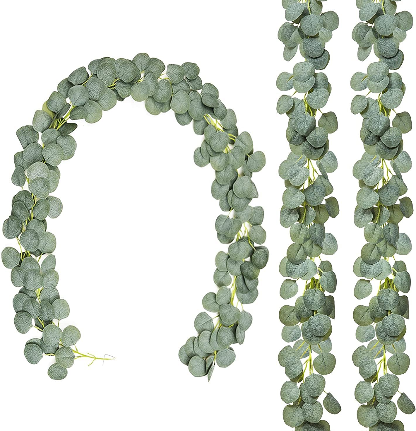 Rosary 3 Pack Artificial Eucalyptus Garland Greenery Leaves | Garlands for Engagement Party Decorations & Vines Faux for Home Table Decoracion - Hanging Plants Wedding Backdrop Arch Wall Decor