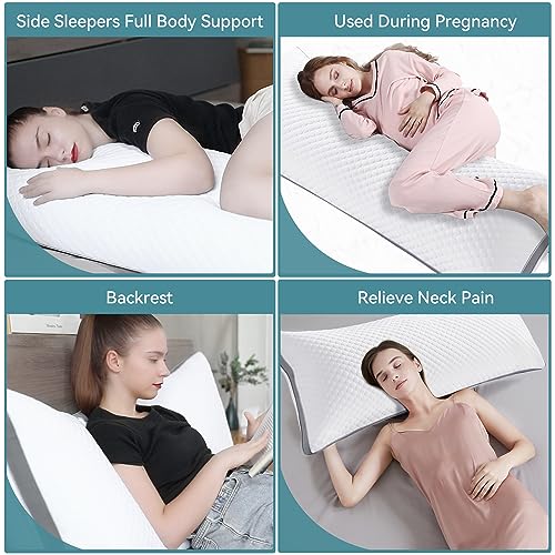 Oubonun 20x54 Full White Body Pillow for Adults, Big Long Bed Pillow for Sleeping, Premium Firm Body Support Pillows for Side Sleepers