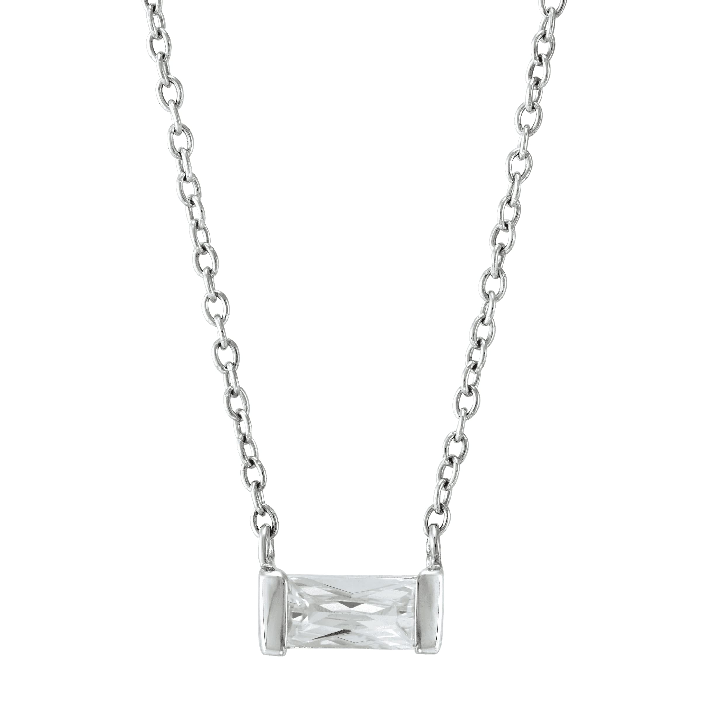 Silpada 'Baguette Touch' Cubic Zirconia Necklace in Sterling Silver, 16" + 2"