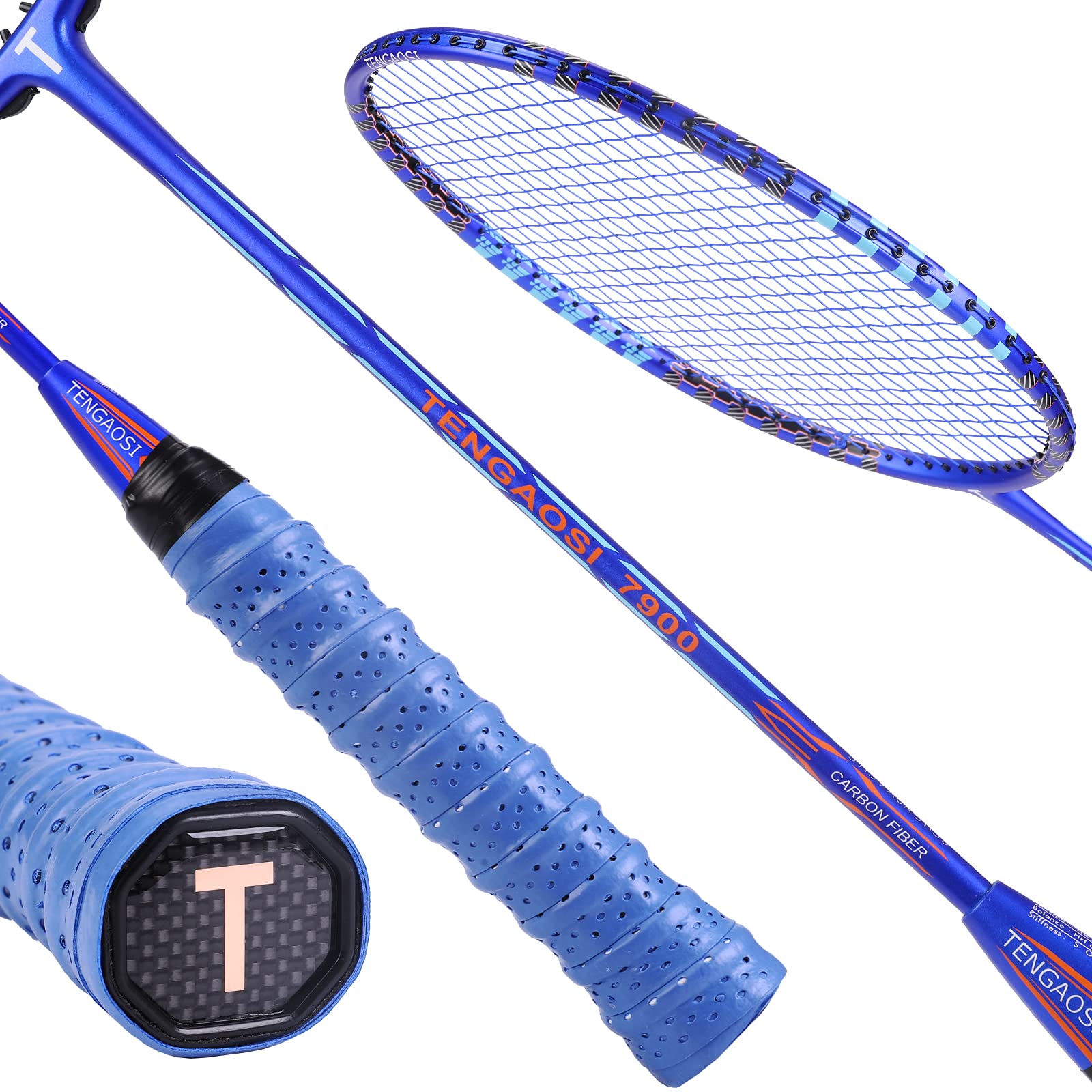 TENGAOSI - High Grade Badminton Set 2 Player Graphite Badminton Rackets Set - Including Badminton Racquets and Feather Shuttlecocks Birdies