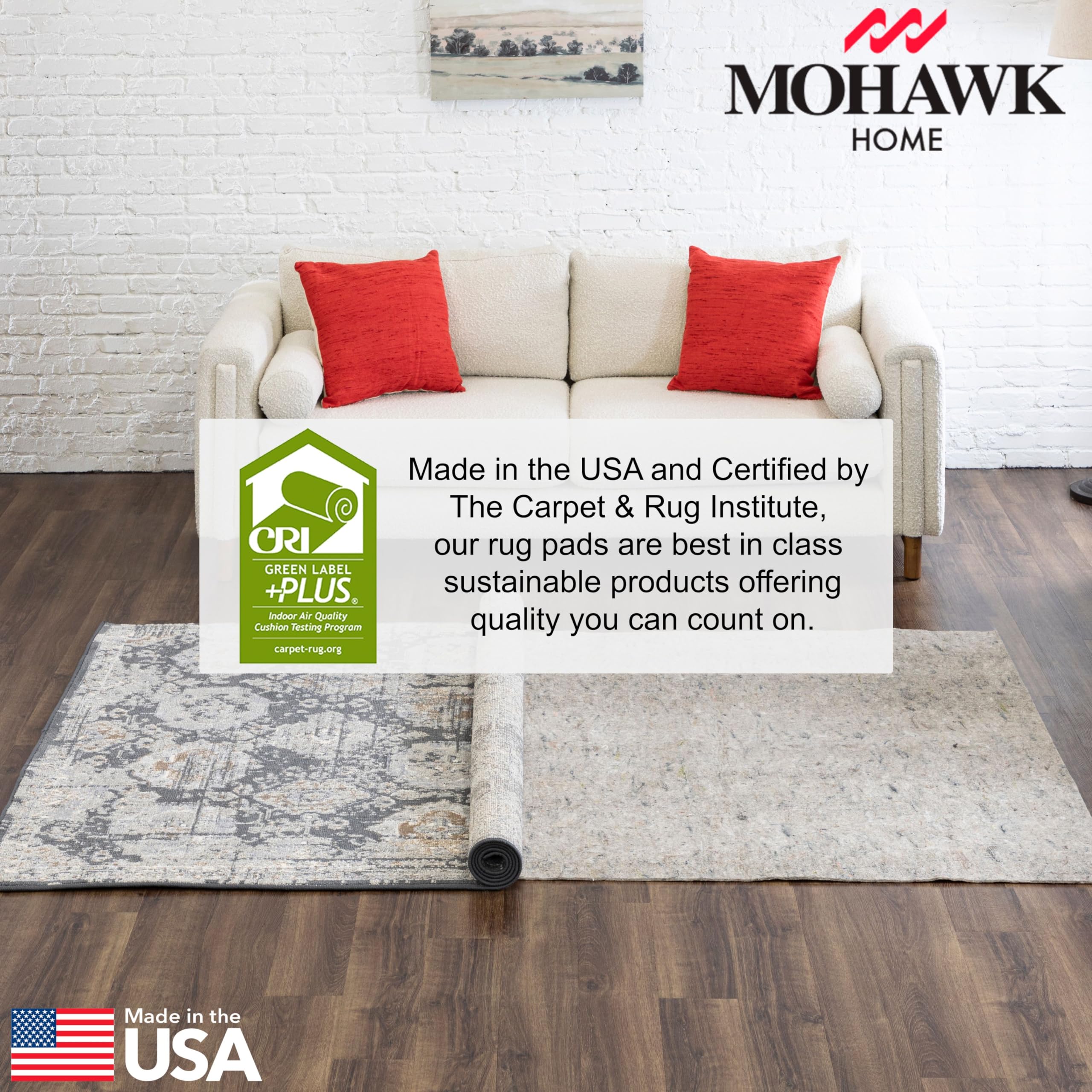 Mohawk Home 9' x 12' Non Slip Rug Pad Gripper 1/4 Thick Dual Surface Felt + Rubber Gripper - Safe for All Floors