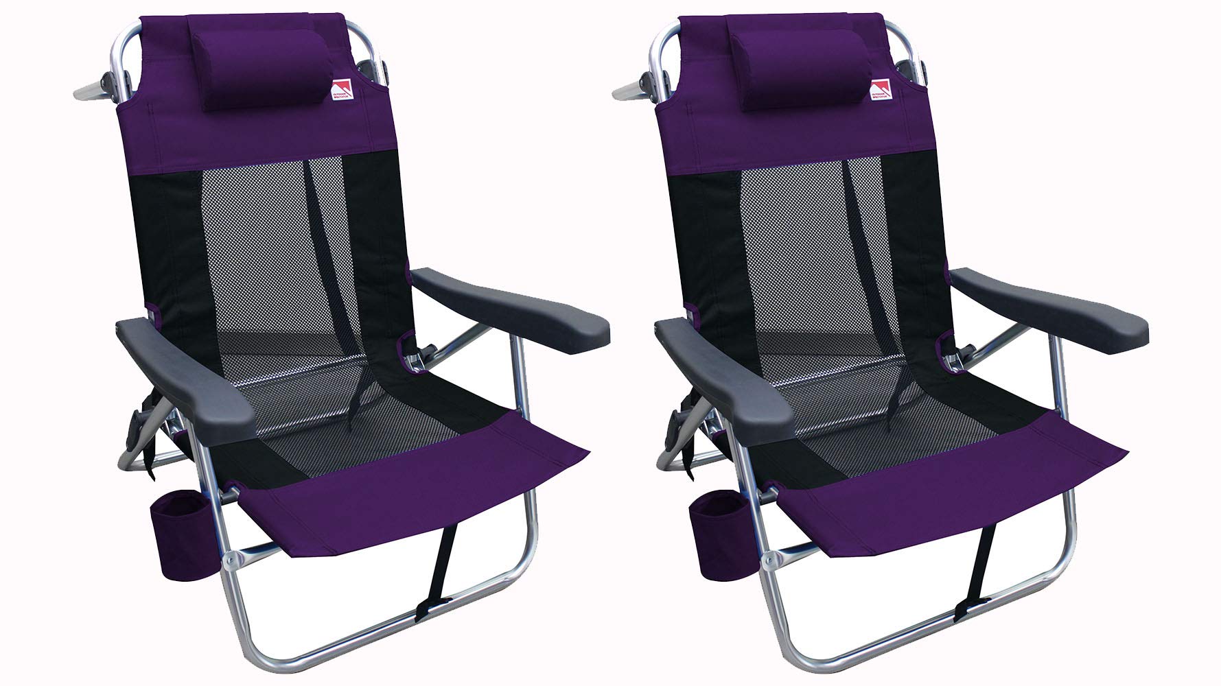 Outdoor Spectator Multi-Position Flat Folding Mesh Ultralight Beach Chair (2-Pack) - Grey
