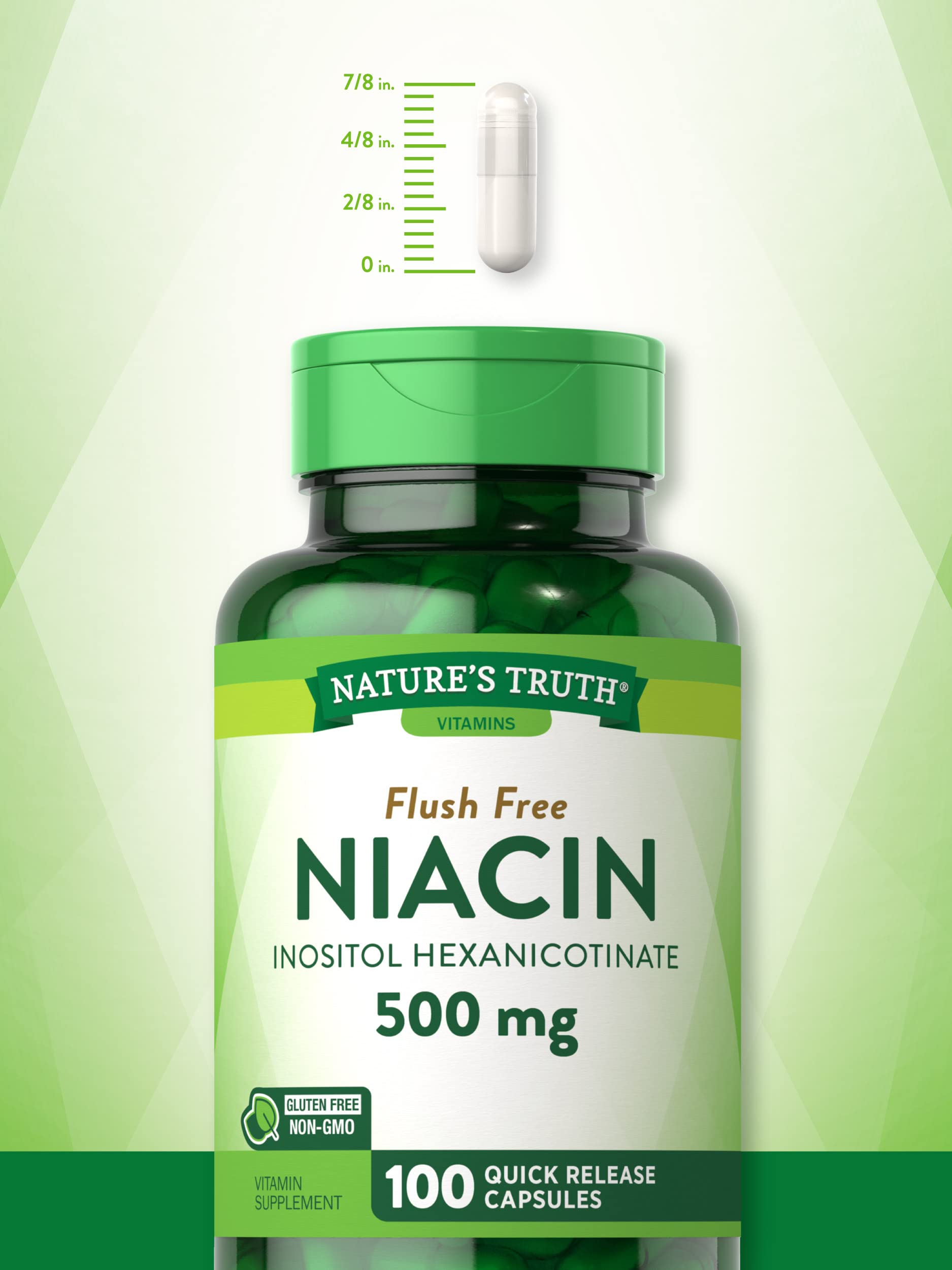 Nature's Truth Flush Free Niacin | 500mg | 100 Capsules | Non-GMO & Gluten Free Supplement