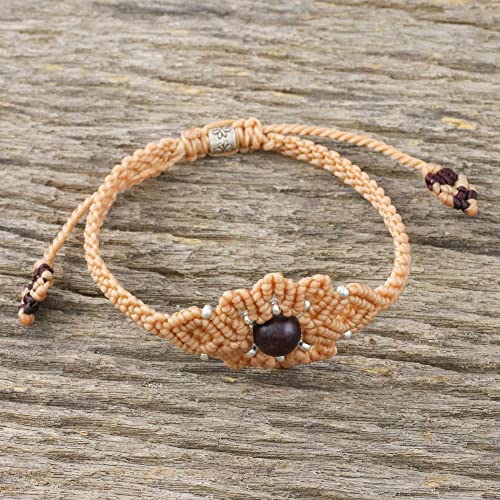 NOVICA Garnet .925 Sterling Silver Bracelet, 7.5" 'Floral Essence'