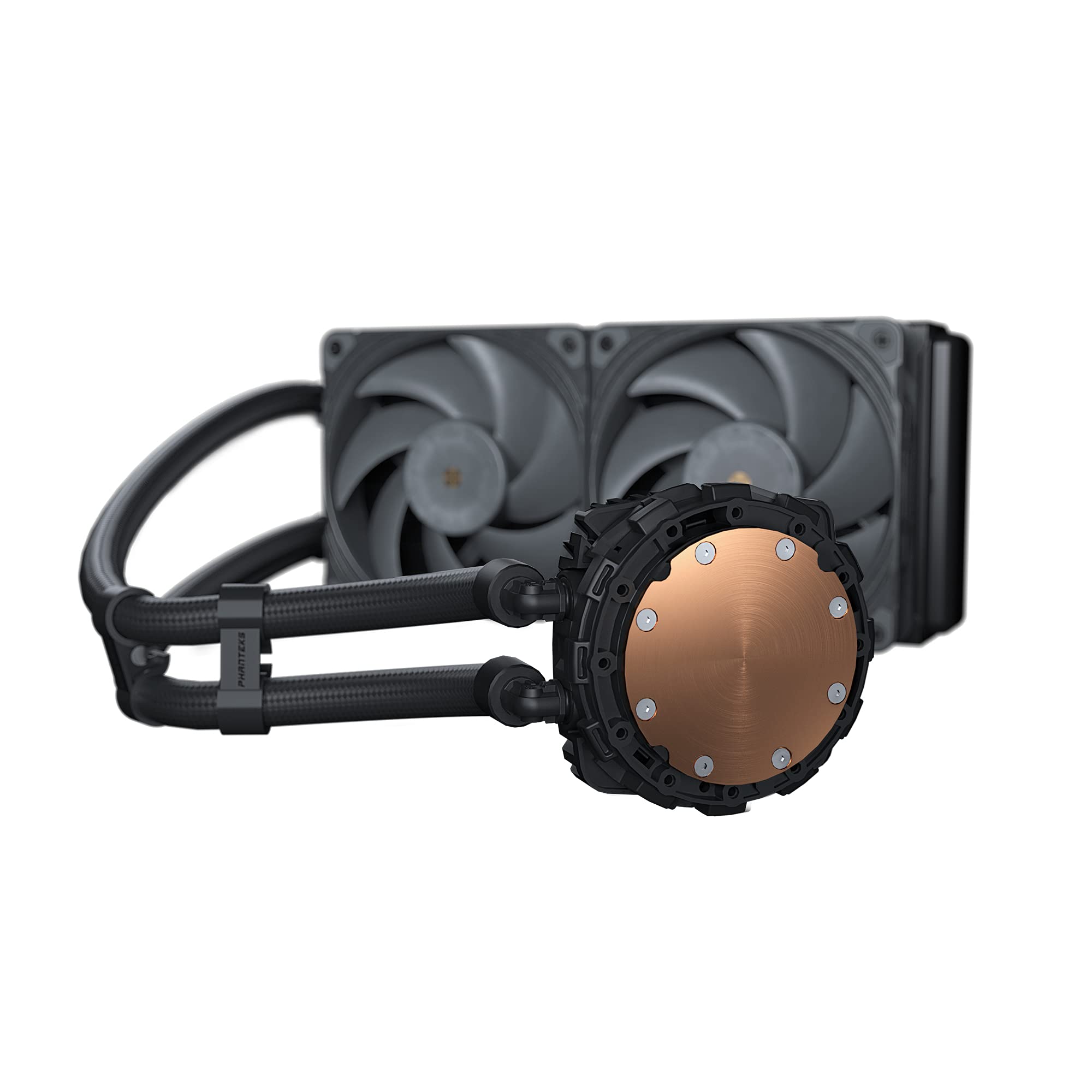 Phanteks (PH-GO240T30_DAG01) Glacier One 240T30 D-RGB AIO Liquid CPU Cooler, Infinity Mirror Pump Cap Design, Aluminum Covers, 2X T30-120 High-end Fans, Anthracite Grey,Black