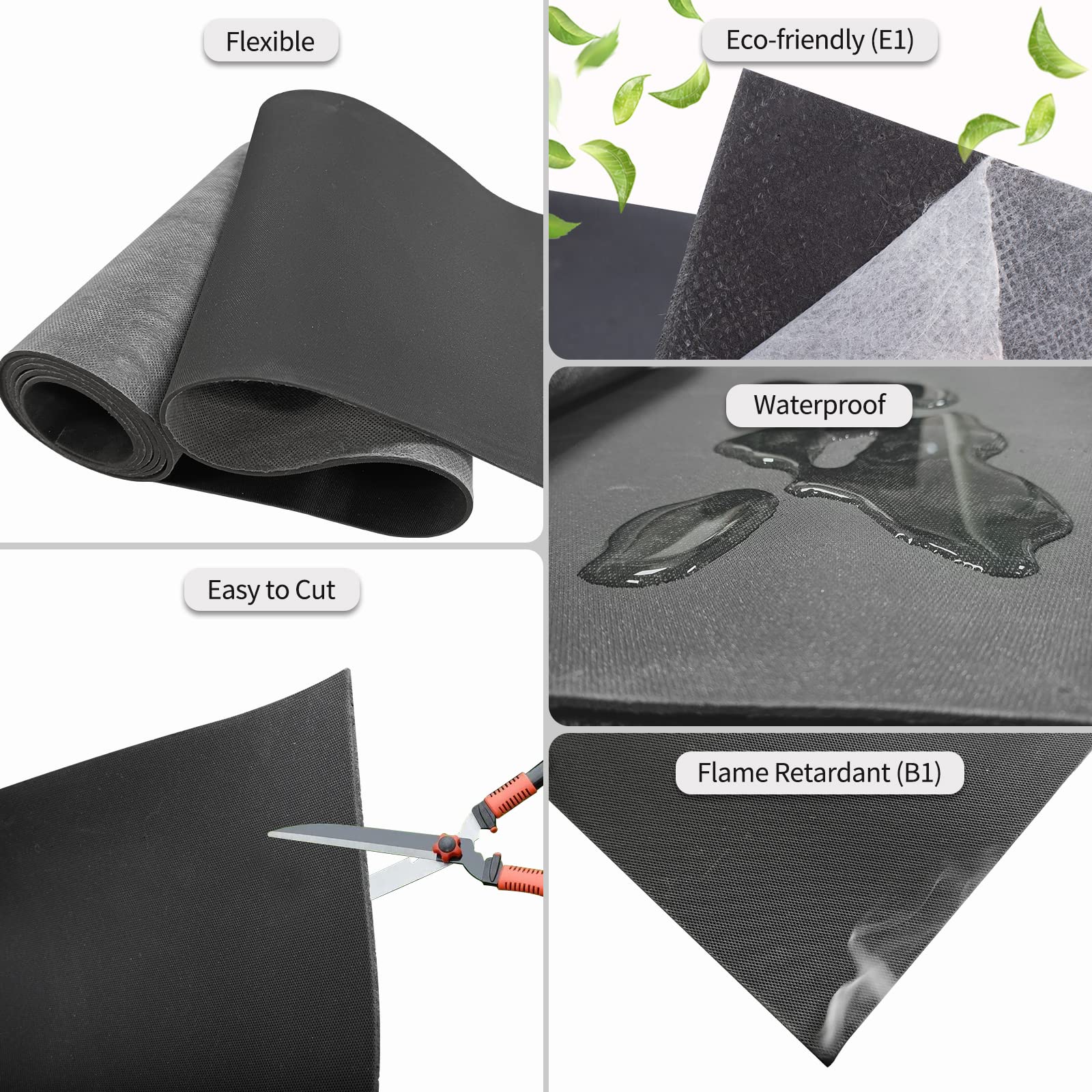 TroyStudio Mass Loaded Vinyl Sound Proof Barrier, 1.25 Ibs/sq ft, 1 x 8 Feet MLV Insulation Sheet, Anti Vibration Deadening Soundproofing Material