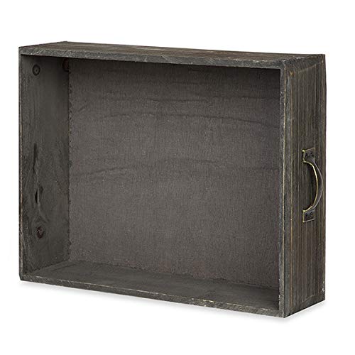 The Lucky Clover Trading Antique Wood Tray with Drawer Handle -13in