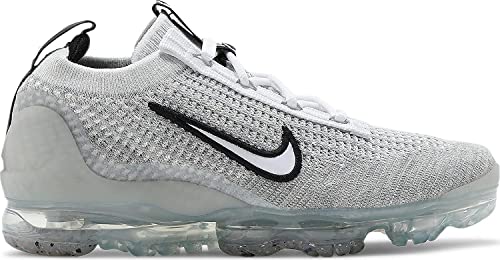 Nike Boy's Air Vapormax 2021 FK (Big Kid) White/White/Black/Metallic Silver 6.5 Big Kid M