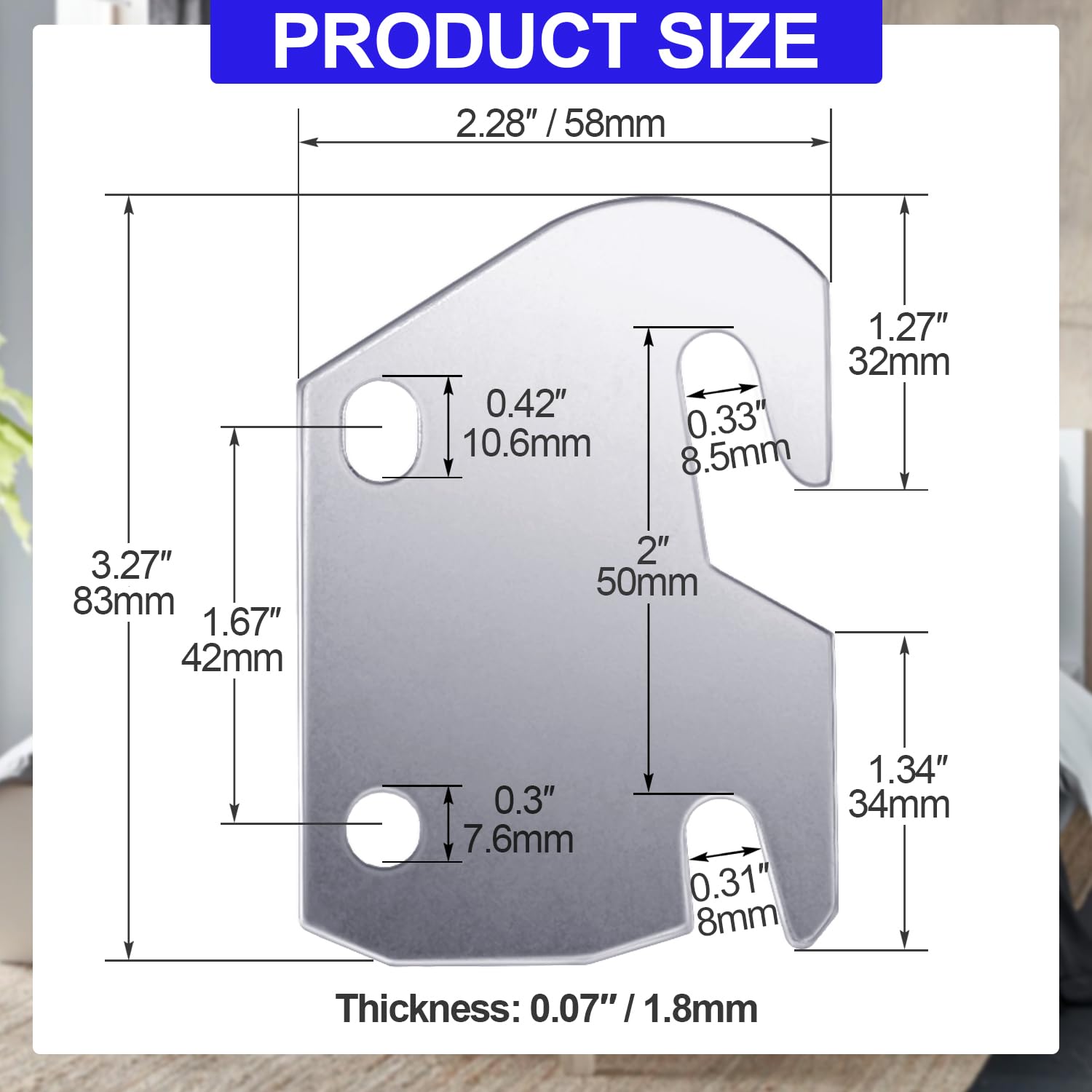 PAGOW 2Pcs #10 Hook Plates, Universal Bed Rail Hook Plates Frame Bracket Headboard Footboard with Pin Replacement Wooden Bed Parts or New Bed Constructions
