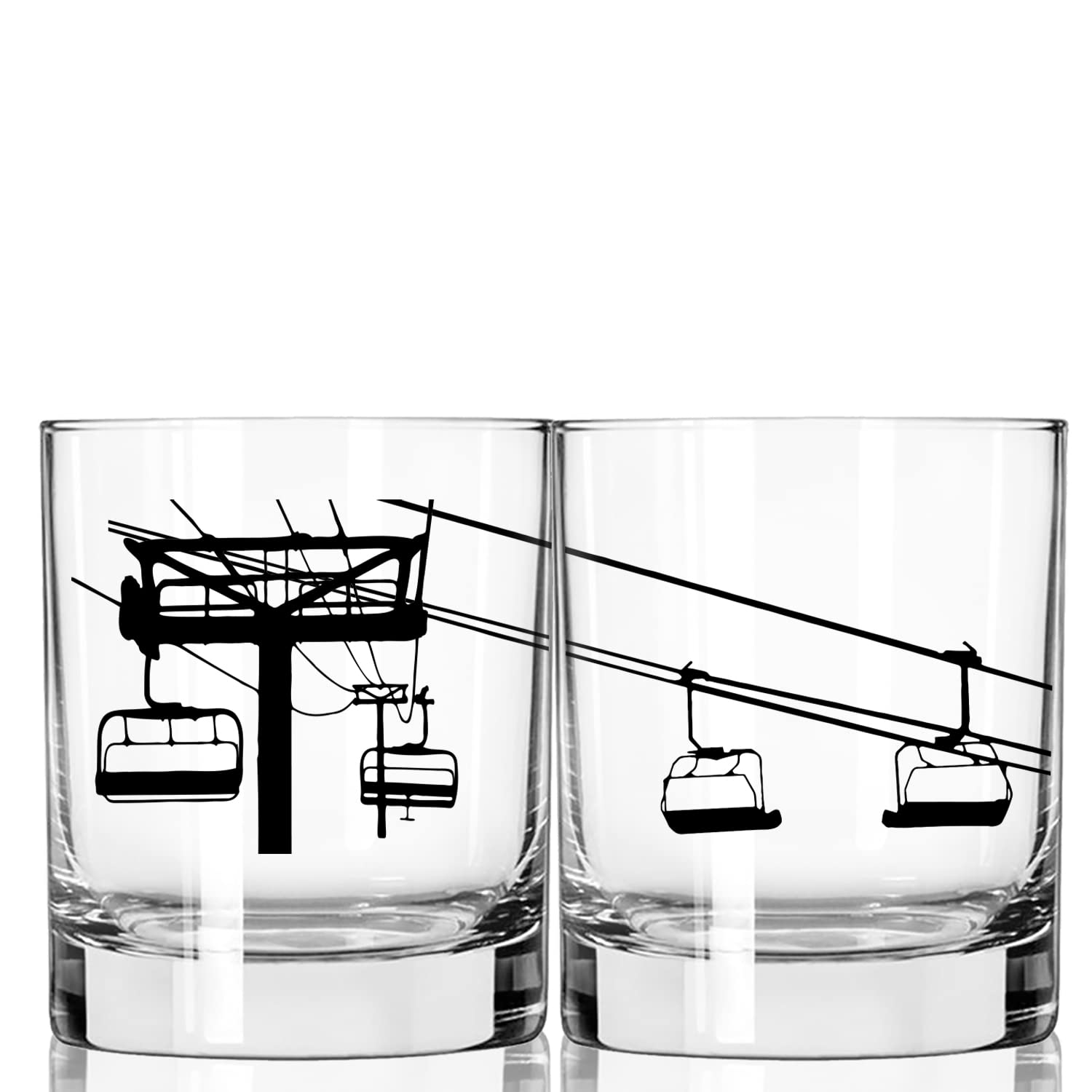 Toasted Tales Chairlift Lake and Lodge Collection | 11 oz Bourbon Whiskey Rock Glass | Novelty Whiskey Tasting Glasses | Home Décor Accessory | Outdoor Glass