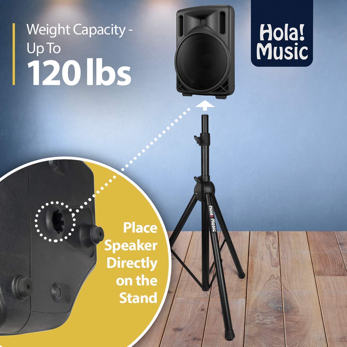 Pair of PA Speaker Stands by Hola! Music, Professional Heavy-Duty Tripod Structure, Model HPS-500PA Bundle with Bag