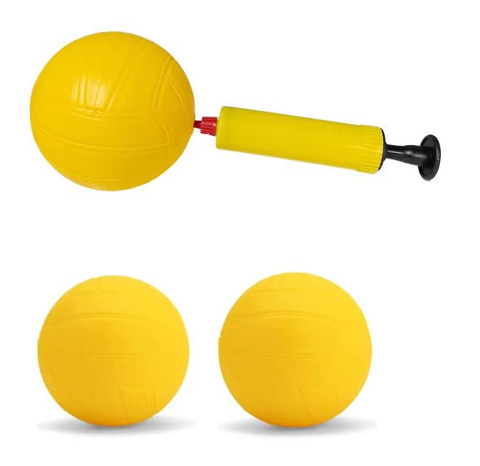 Round Net Game Balls 3 Pack Replaceable Mini Volleyball with Pump Compatible with Spike Ball, Outdoor Volleyball Game