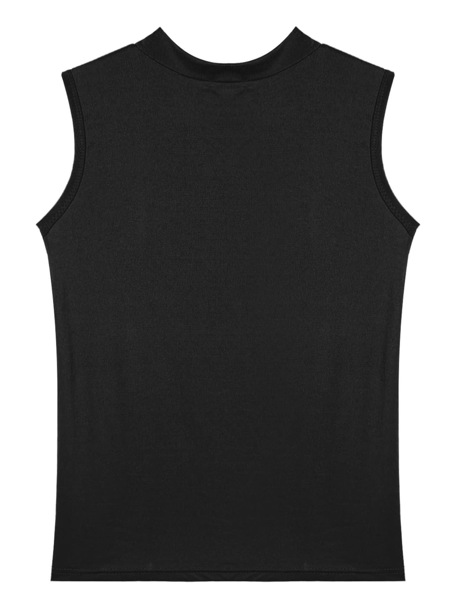 TiaoBug Men's Casual Sleeveless Shirts Mock Turtleneck Pullover Tops Undershirt Vest Tops Black Medium