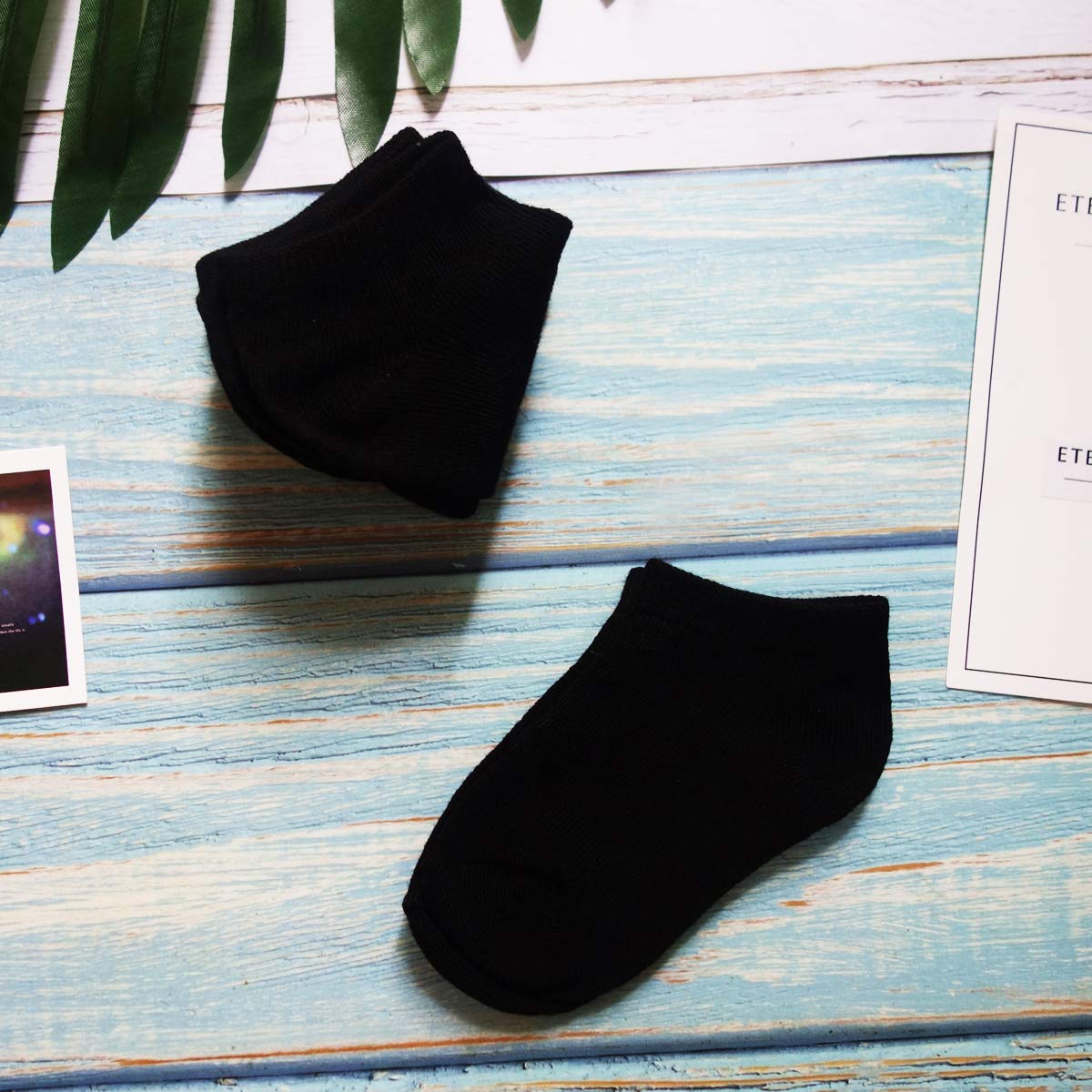 Tenpluszero 20 Pairs Toddler Kids Socks Half Cushion Low Cut Ankle Socks Boy Girl Athletic Socks(Black,8-10 Years)