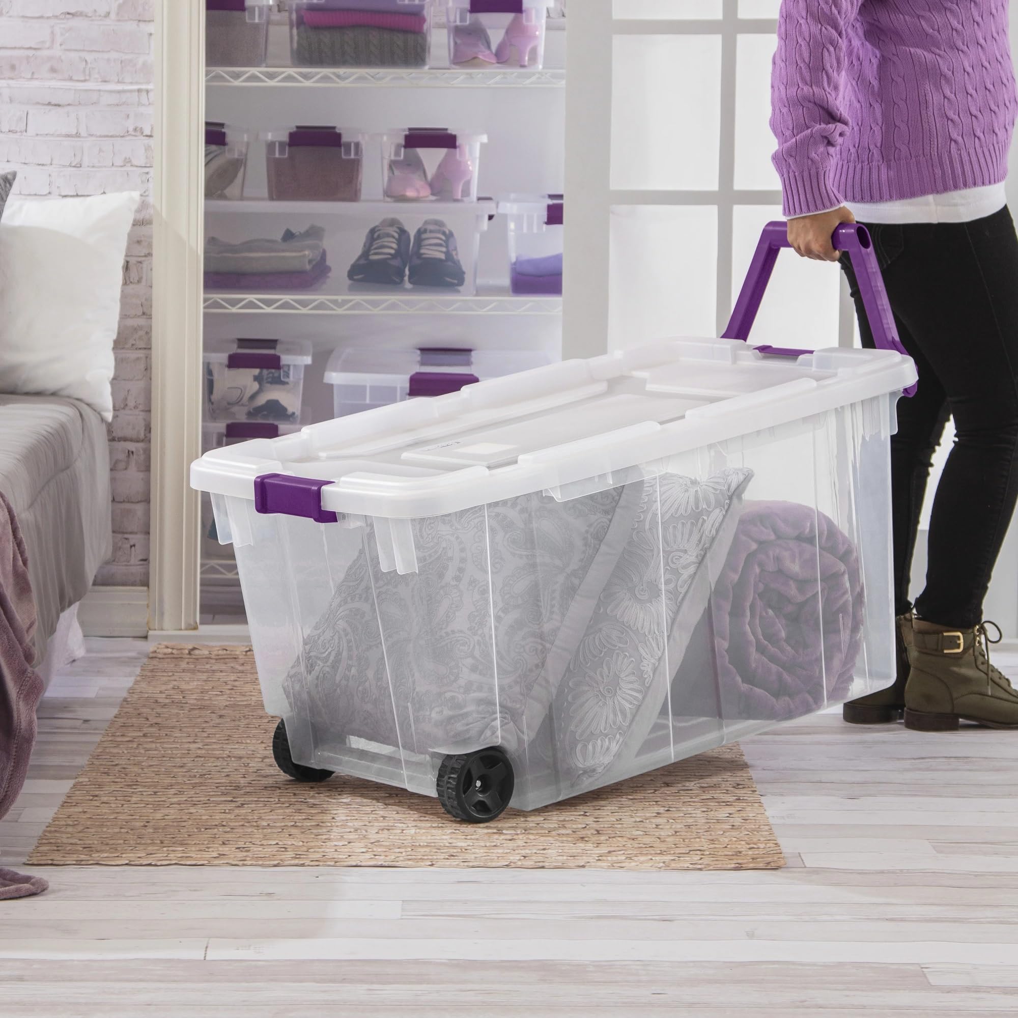 PoChy 160 Qt. Wheeled Storage Box Plastic, Set of 2