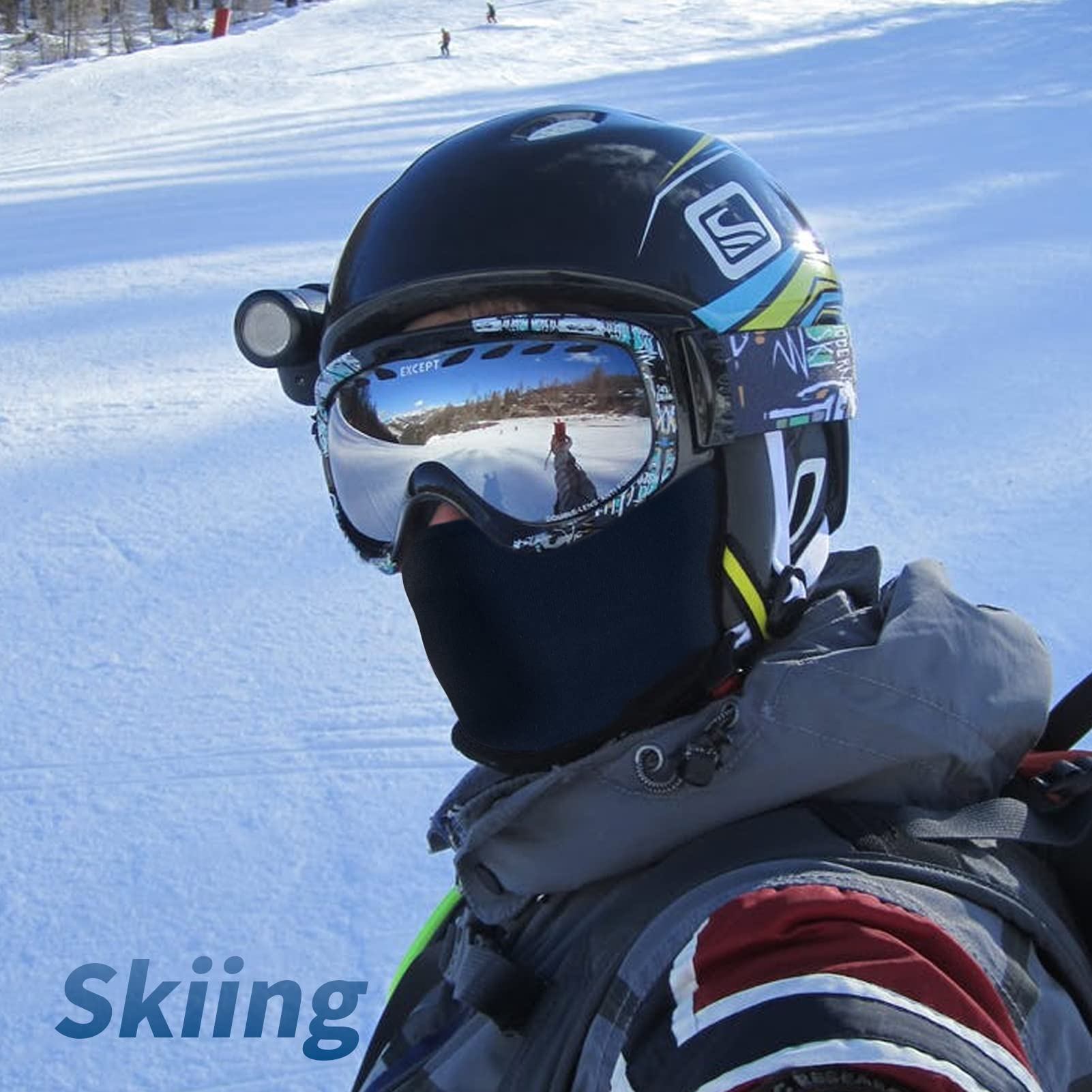 YESLIFE 2 Pieces Ski Mask, Balaclava Face Mask for Men and Women – Skiing, Snowboarding, Motorcycle, UV Protection & Wind Protection (Dark Blue+Black)