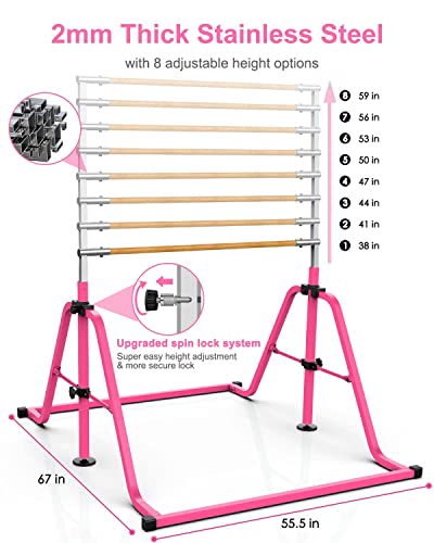 Tenpeek Gymnastics Bars for Home, Kids Expandable Gymnastic Bars, Adjustable Height Gymnastic Horizontal Bars,Expandable Kip Junior Training Bar