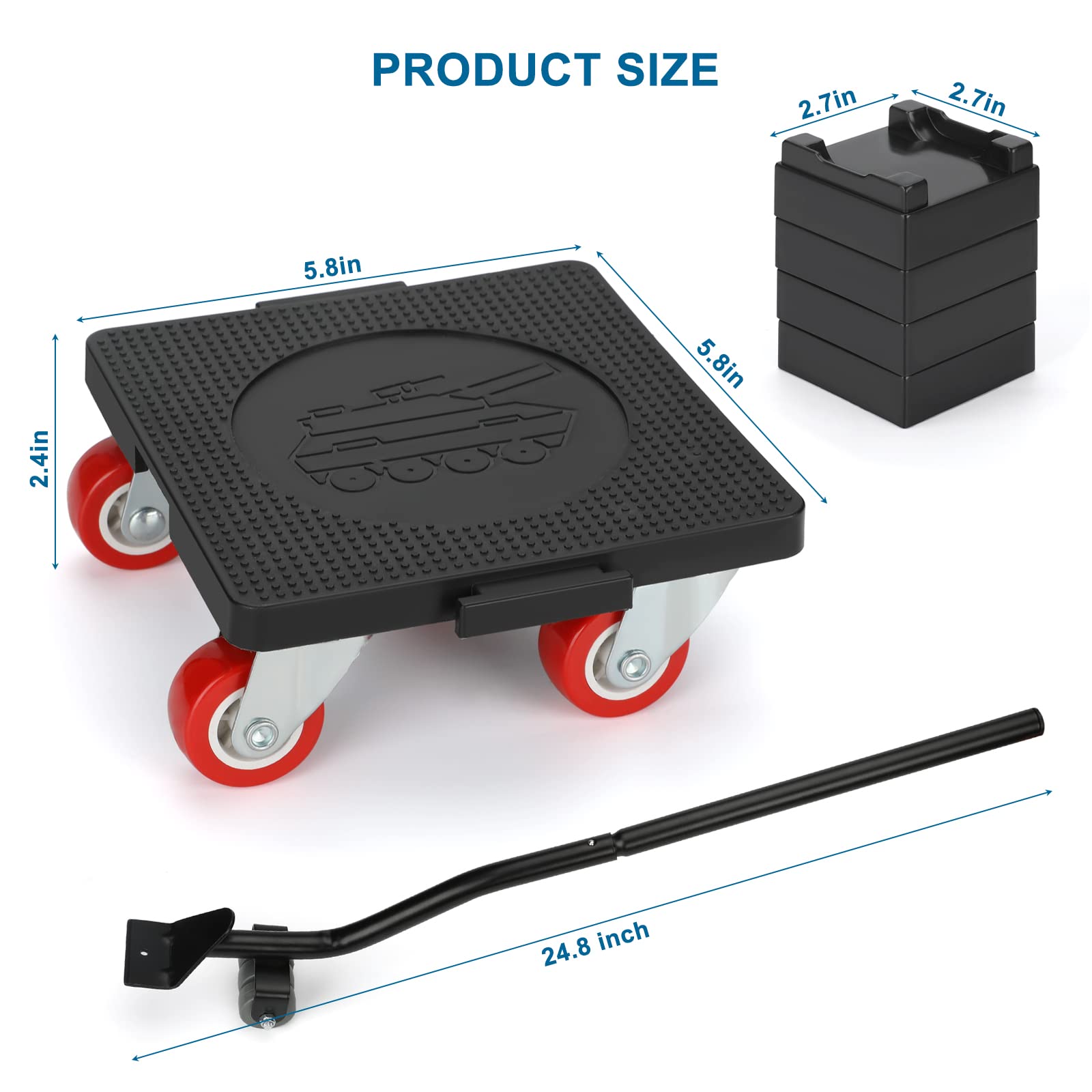 Nellyke Furniture Movers Dolly Furniture Movers with Wheels 4 Wheels Small Flat Dolly, 300 Lbs Capacity, Black