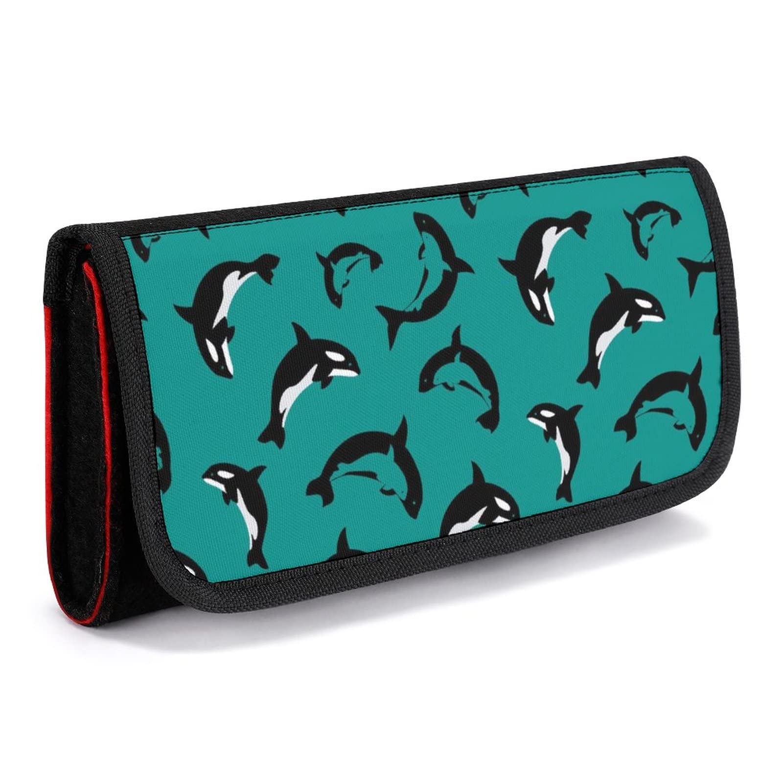 Whales Pattern Carrying Bag Compatible with Switch Protective Case Slim Felt Pouch with 5 Game Cartridges Holders