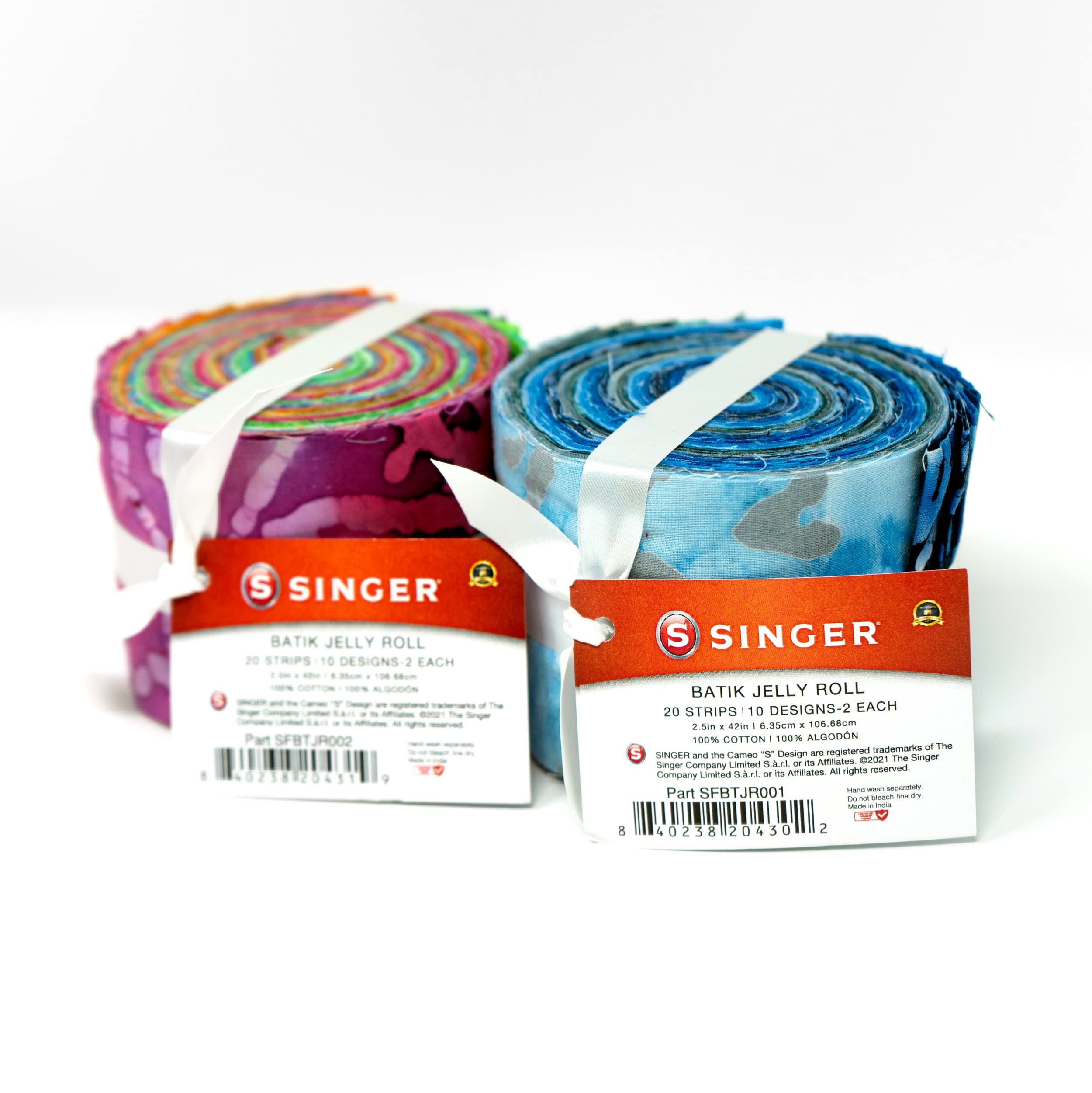 Singer Fabric 100% Cotton,Jelly Roll Handmade Blue Batik 2''x 42''