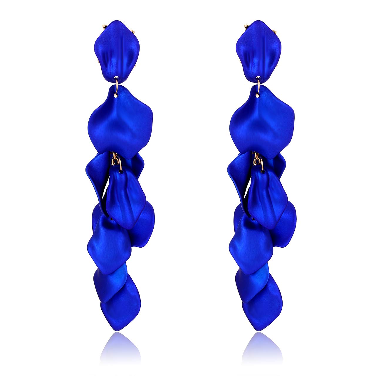 PHALIN Acrylic Flower Earrings Resin Rose Petal Dangel Earrings for Women (Royal Blue)