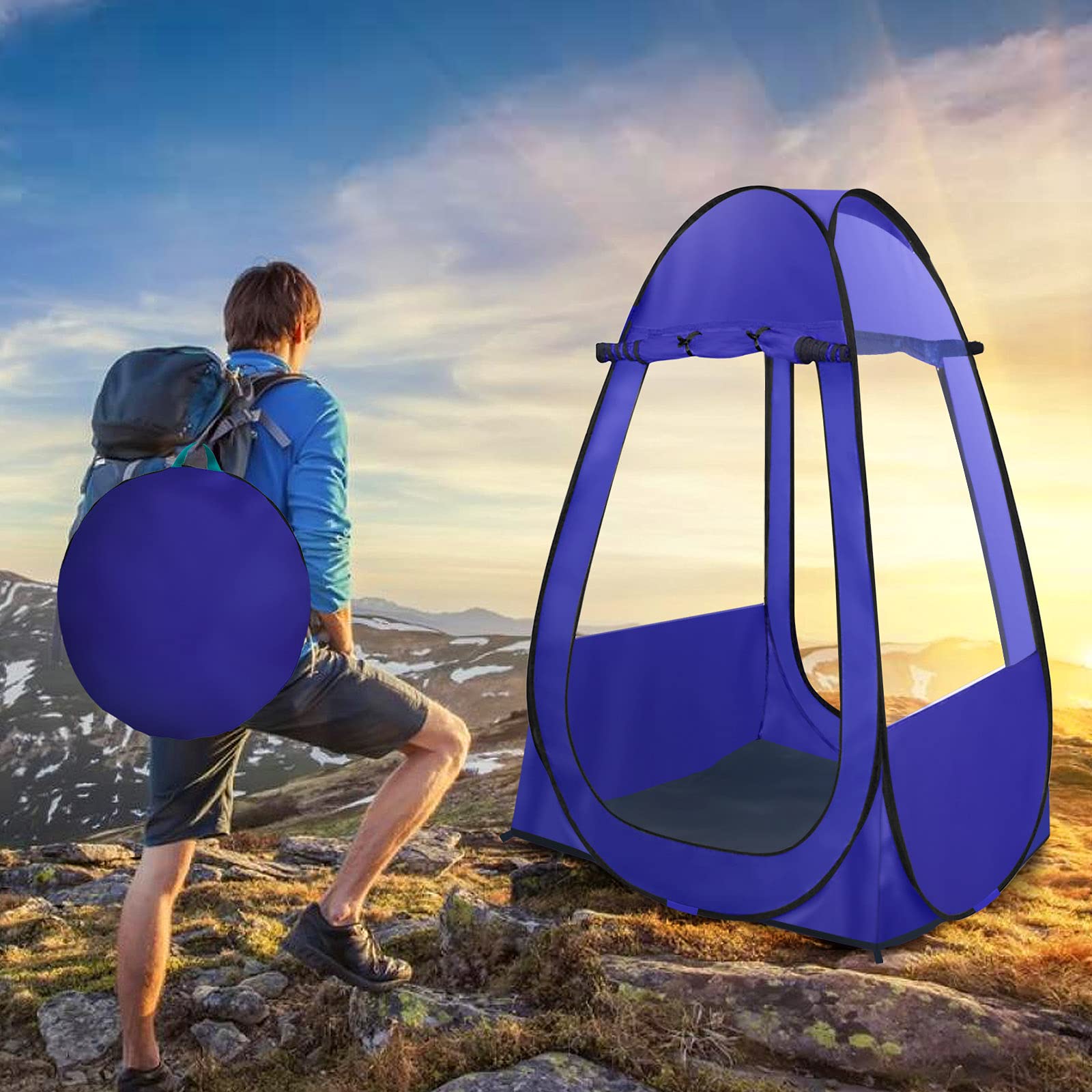 Single Pop Up Tent Pods Sports Fishing, Clear Rainproof Windproof Beach Tent for Wind and Rain in Chilly Weather,Lightweight and Sturdy, Easy Set Up, Outdoor Foldable