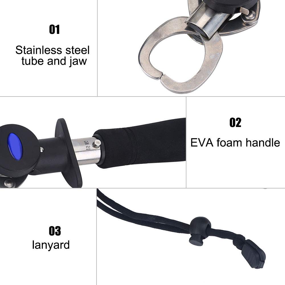 Yeuipea Fish Grabber,Durable 15 kg Weighing Scale Fishing Grip Gripper Fish Lip Grabber with Tape Measure