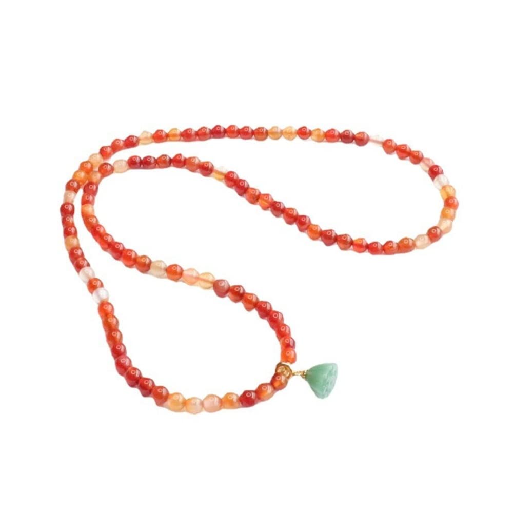 YinZhiBoo Natural Red Agate Bead Wrap Bracelet with crown