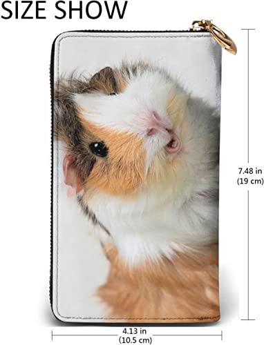 Surprised Guinea Pig Leather Wallet Long Clutch Purse Fashion Wristlet Handbag