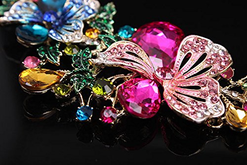 Orikycely Sunvy Noble Diamond Crystal Flower Chain Choker Collar Necklace Earrings Set