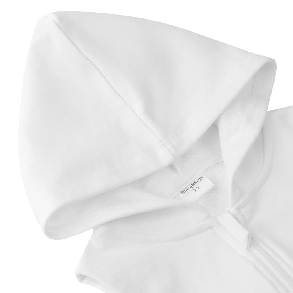 Spring&Gege Boys’ Full Zip Sleeveless Hooded Vest Basic Solid Zipper Tank Tops Hoodie with Pockets, White, Size 3-4 Years
