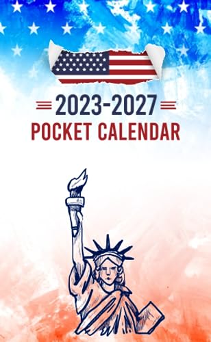 Pocket Calendar 2023-2027 For Purse Monthly Planner: 5 Years From July 2023 To December 2027 | US Themed Cover| Appointment Calendar Purse Size 4 x ... , Birthdays | Contact List | Password Keeper