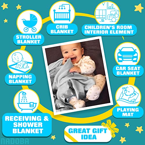 Thermal Baby Blanket for Girls and Boys - Waffle Weave Blanket Satin Baby Blanket - Throw Blanket for Baby Receiving Blankets - Soft Waffle Blanket