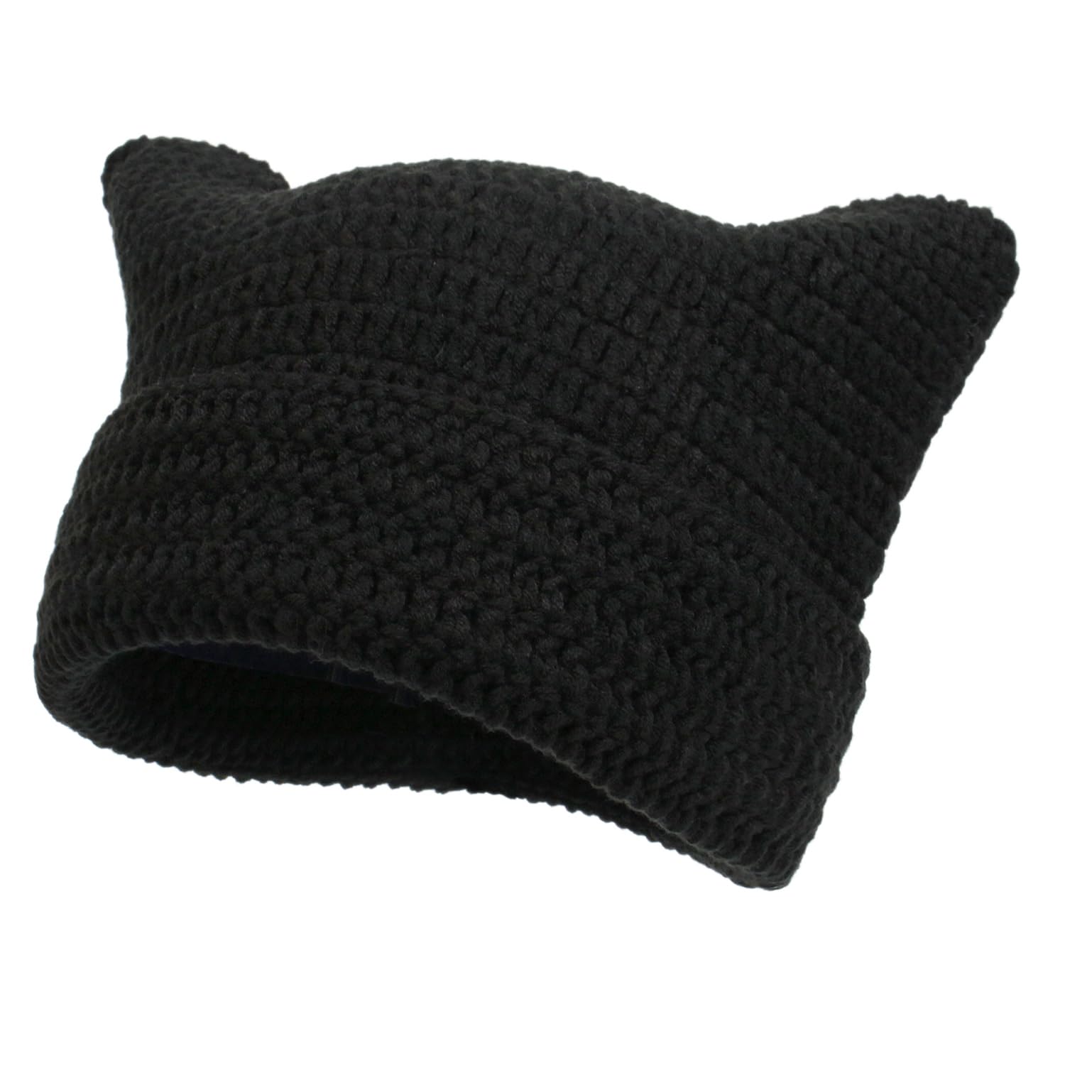 Women Beanie Warm Winter Hats, Soft Knit Lazy Beanie for Women, Women Cat Beanie,Women Fox hat, Slouchy Beanies for Women Black