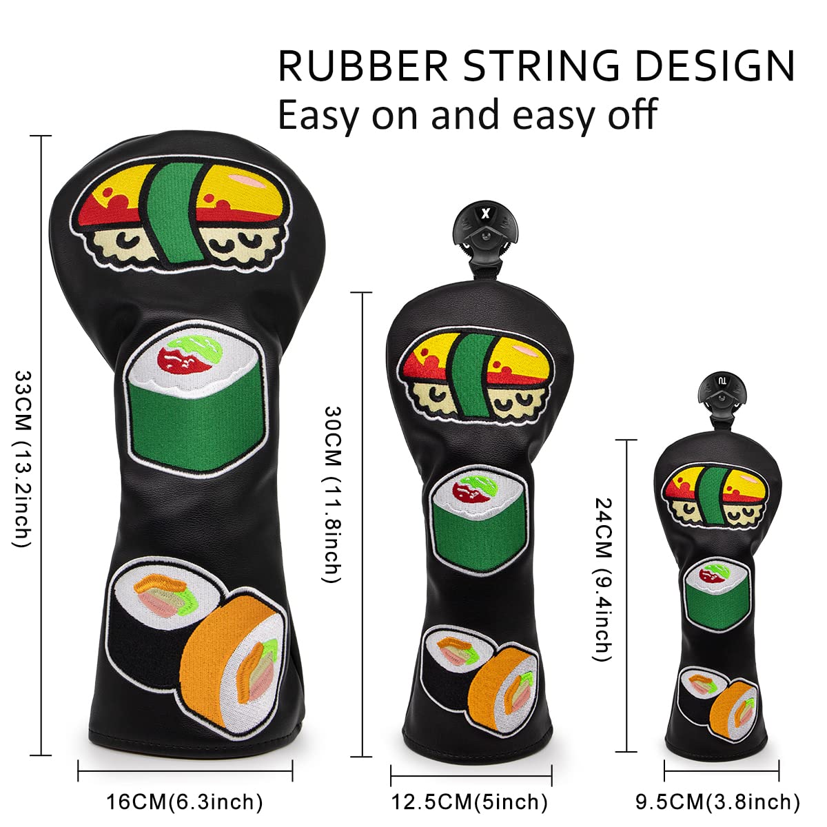 Sushi Golf Club Head Covers 3 Wood Headcover Set+Mallet Putter Cover+Blade Putter Cover+Golf Iron Cover