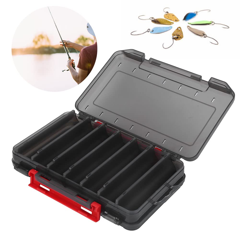 Yeuipea Fishing Tool Storage Box, Multifunction PVC Double Layer Lure Tool Storage Box Fishing Bait Accessory Gray(A)