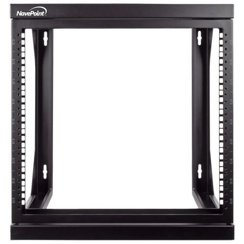 NavePoint 9U Server Rack with Swing Gate - 9U Wall Mount Rack for 19 Inch IT Equipment Open Frame Rack β Network Rack Wall Mount for AV & Server Equipment 18β Deep 9U Rack, Black
