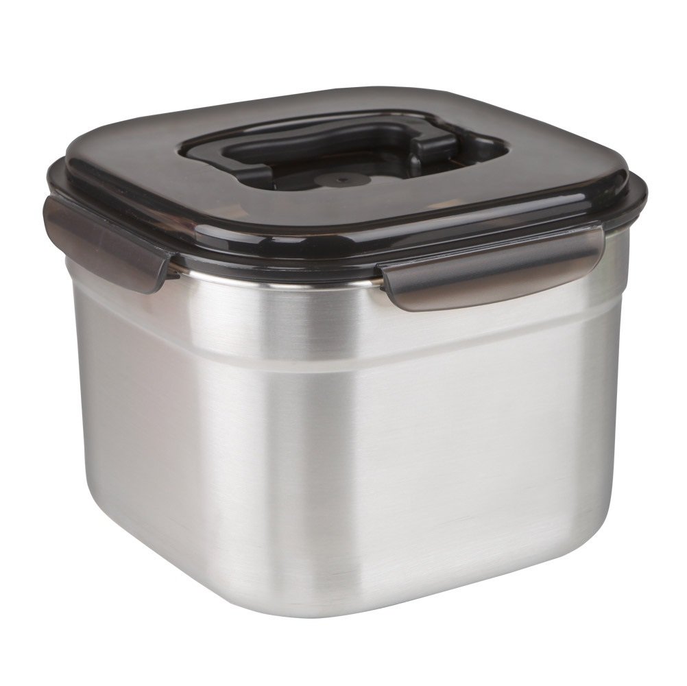STENCOC Stainless Steel BPA Free Square Leakproof Airtight Kimchi/Pickle/Food Storage Container Saver (5.8L / 196oz / 9.1") One Handle