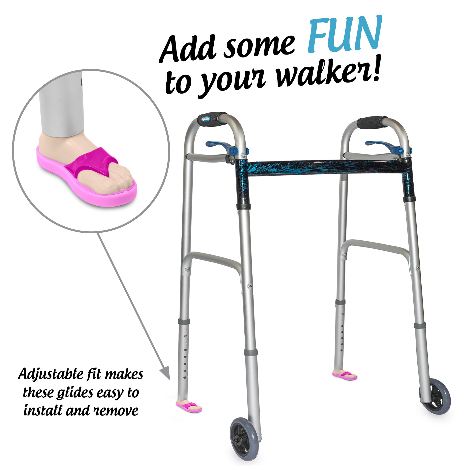 NEW Beach Sandal Walker Ski Glides for 1" Walker Tubes - 1 Pair (Orchid)
