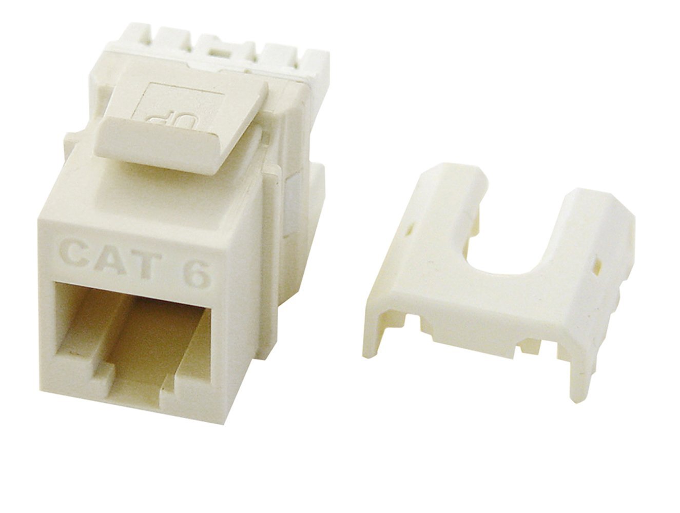 On-Q WP3476LA Cat6 RJ45 Quick Connect Keystone Insert with 110 Punch-Down, Pack of 1, Light Almond