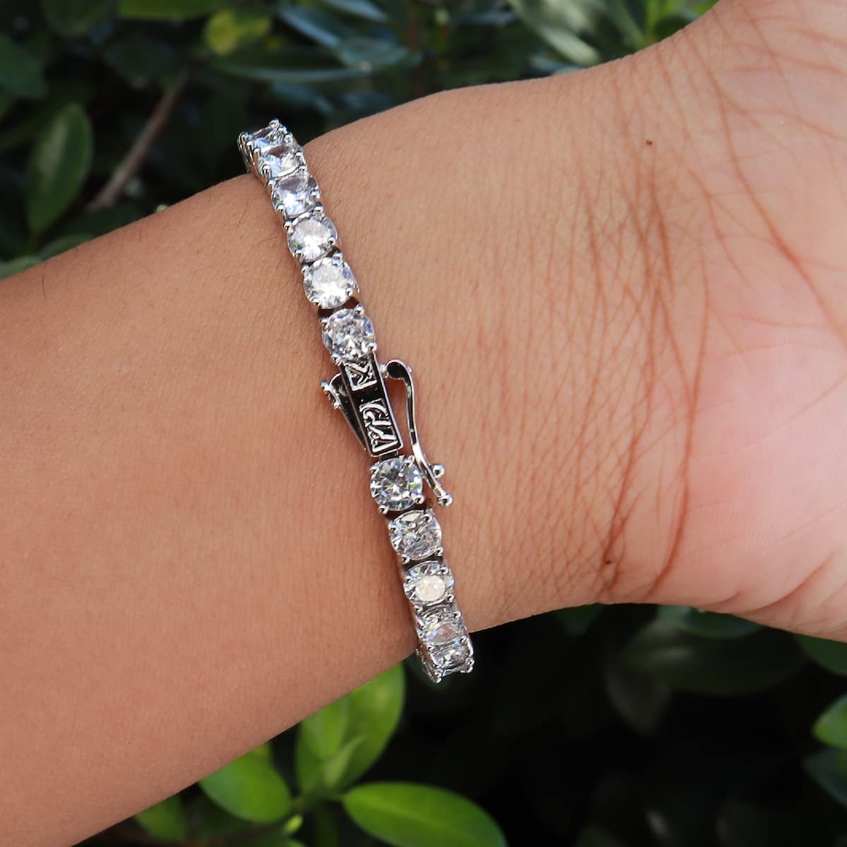 The GDL Shop 5MM Round Cut Tennis Bracelet, 7" - White Gold