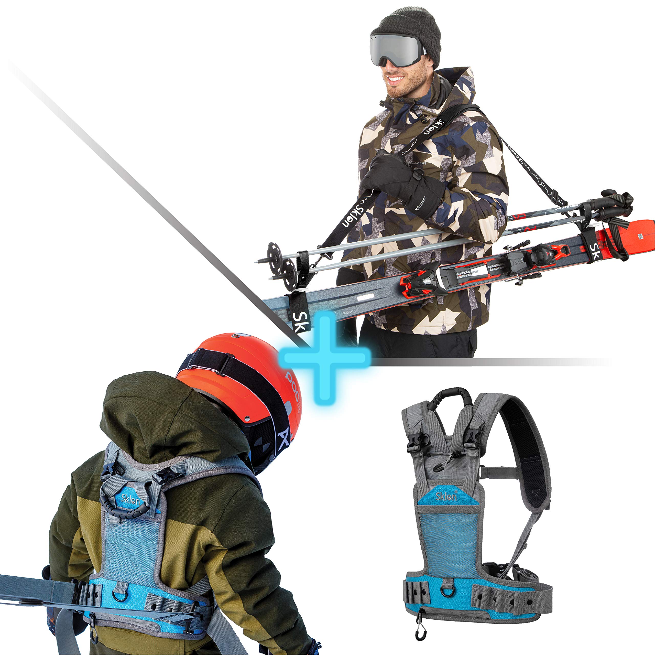 Ski & Snowboard Training Harness + Ski & Pole Carrier Bundle - Teach Your Child the Fundamentals of Skiing and Snowboarding - Complimented by Ski & Pole Carrier to Help Them Get to the Mountain