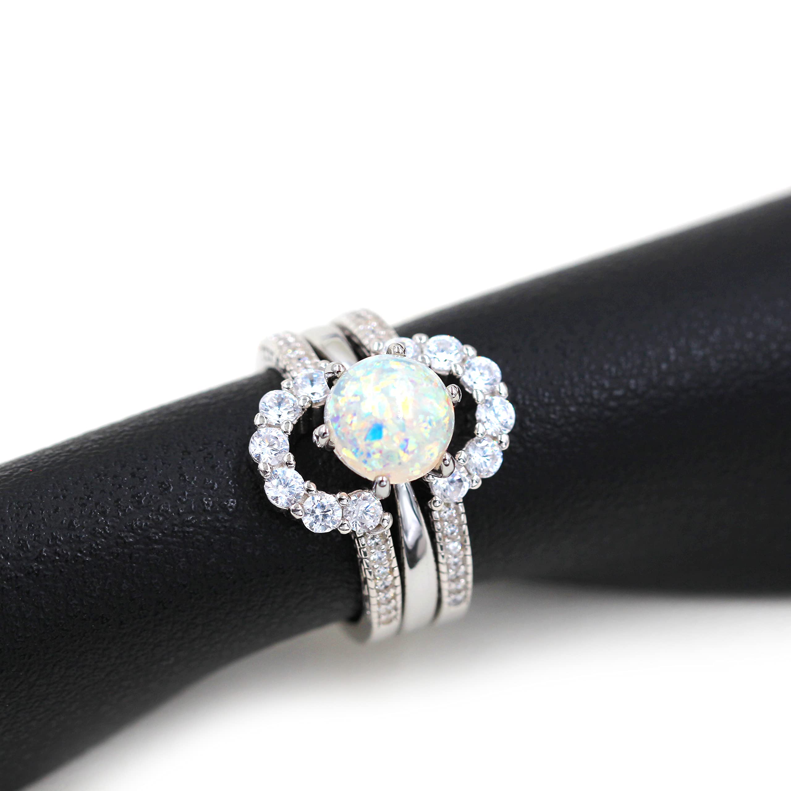 Uloveido Womens 925 Sterling Silver CZ Pave Ring Guard Enhancer for Oval Solitaire Rings Wedding Engagement Set Y2470 (Size 7)