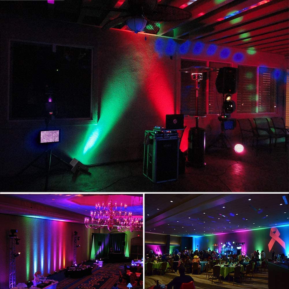 MOSFiATA Par Lights 2 Pack, RGB 36 LED Stage Lights Sound Activated DMX Control, 7 Modes Uplighting Lights with Remote Control Stage Lighting, DJ Par Party Lights for Club KTV Disco Party