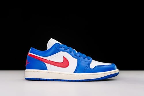Nike Jordan Women's Air Jordan 1 Low Sneakers (Sport Blue/Grym Red-White-Sail, 8.5)