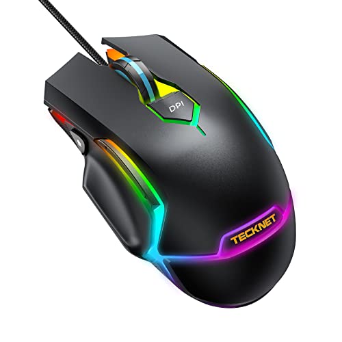 TECKNET Ergonomic Wired Mouse, 4 Adjustable DPI Levels, Silent & Flexible, Compatible with Windows/Mac/Chrome/Linux, 1.5m USB Cable