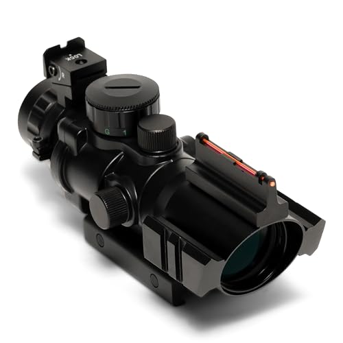 Osprey Global 4X32MDG : 4X 32 Compact Tactical Scope with 3 Color (Red Green or Blue) MIL-Dot Sight and Naturally Illuminated Fiber Optic Iron Sight