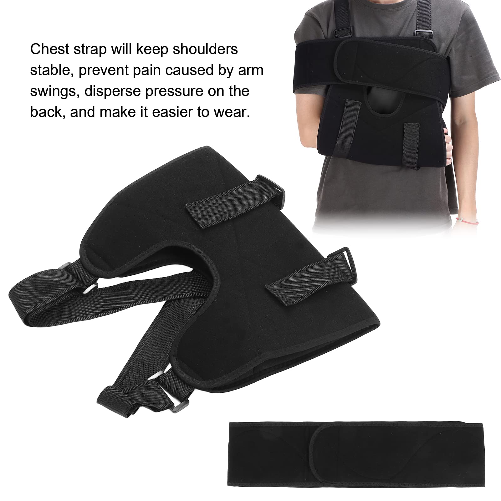 Shoulder Immobilizer Brace, Cross Back Arm Immobilizer Band Breathable Detachable Shock Absorbing Shoulder Pad Removable for Shoulder Injury